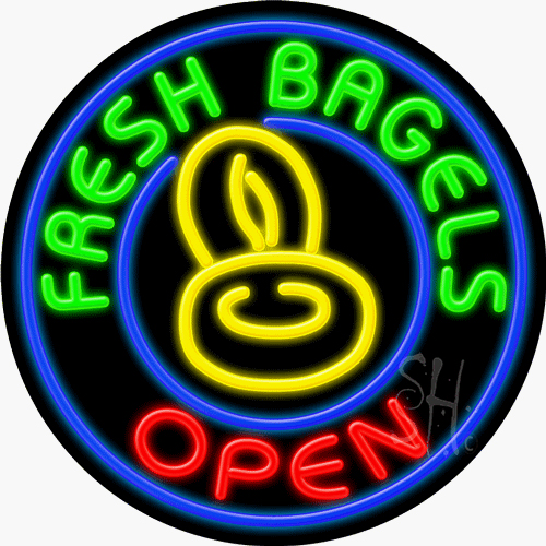 Fresh Bagels Open LED Neon Sign - Bagels Neon Signs - Everything Neon