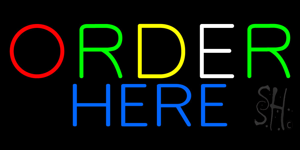 Double Stroke Multicolored Order Here LED Neon Sign - Order Here Neon ...