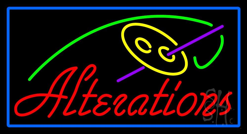 Red Alteration Logo Blue Border LED Neon Sign - Alterations Neon Signs ...