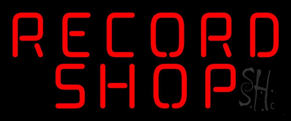 Red Record Shop Block 1 LED Neon Sign - Record Shop Neon Signs ...
