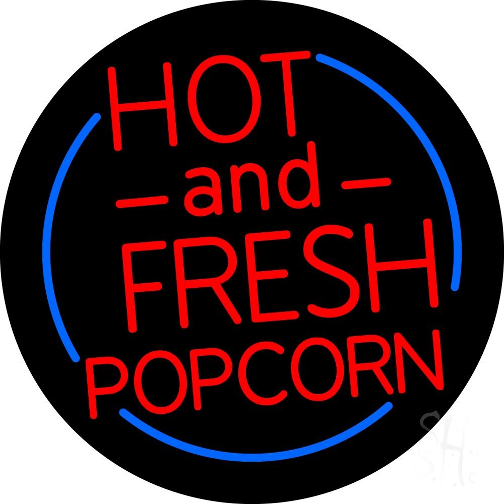 Red Hot And Fresh Popcorn With Border LED Neon Sign - Popcorn Neon ...