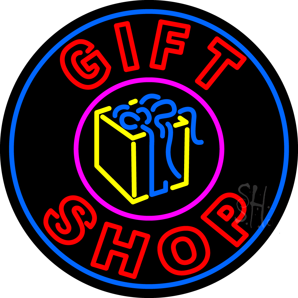 Double Stroke Gift Shop With Gifts Logo LED Neon Sign - Gift Shop Neon ...