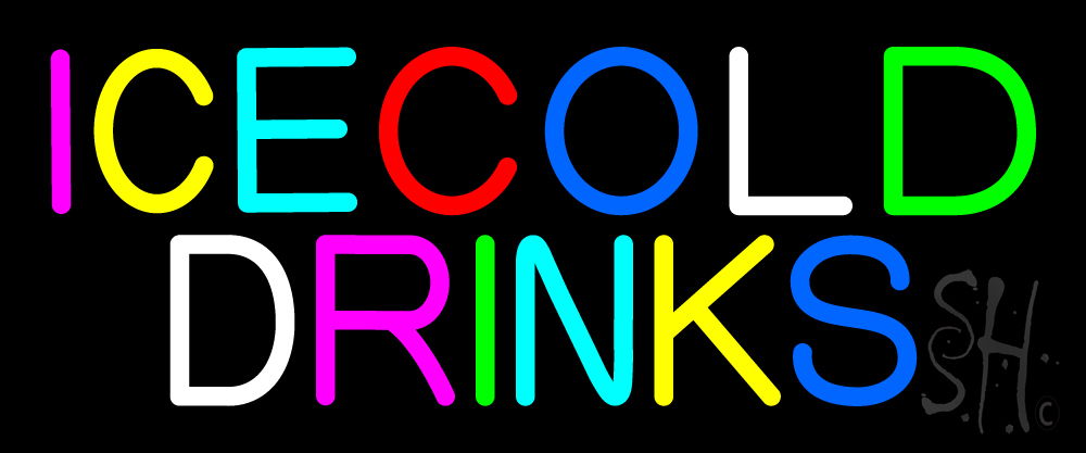 Multi Colored Ice Cold Drinks LED Neon Sign - Cold Drinks Neon Signs ...