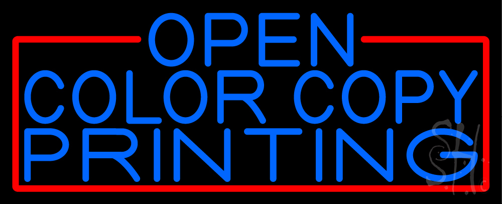Blue Open Color Copy Printing With Red Border LED Neon Sign - Printing ...