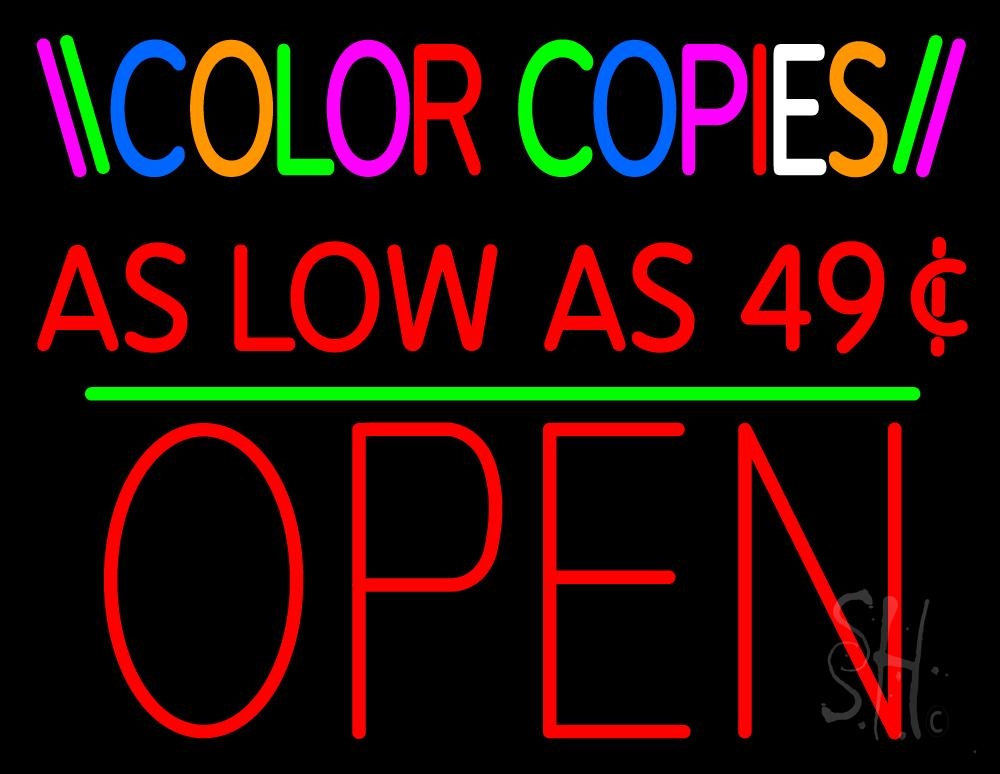 Color Copies As Low As 49 Open 1 LED Neon Sign - Fax & Copies Open Neon ...