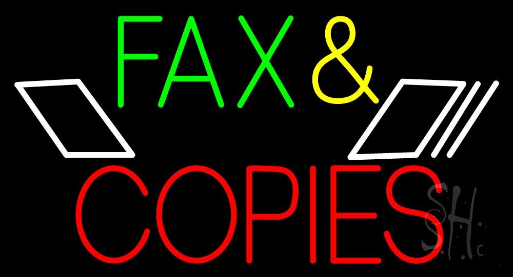 Multicolored Fax And Copies 2 LED Neon Sign - Fax & Copies Neon Signs ...