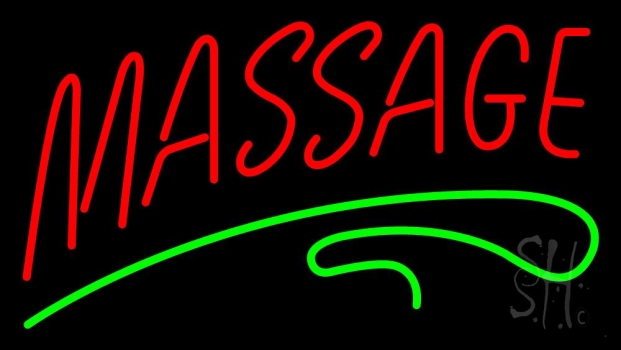 Red Massage Green Line LED Neon Sign - Massage Neon Signs - Everything Neon