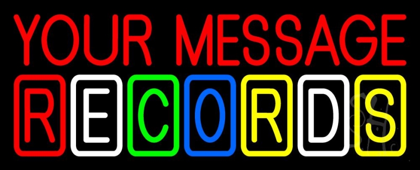 Custom Multicolor Records Block 2 LED Neon Sign - Custom LED Neon Signs ...