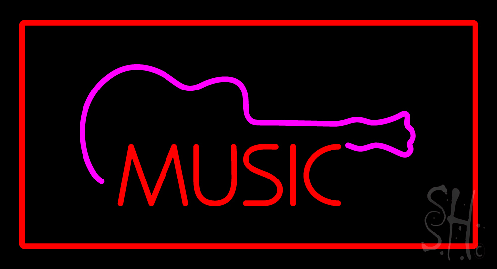 Music Rectangle Red Neon Sign|Music Neon Signs- Every Thing Neon