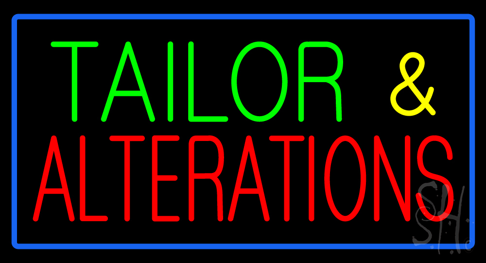 Green Tailor and Red Alteration Blue Border LED Neon Sign - Tailor Neon ...