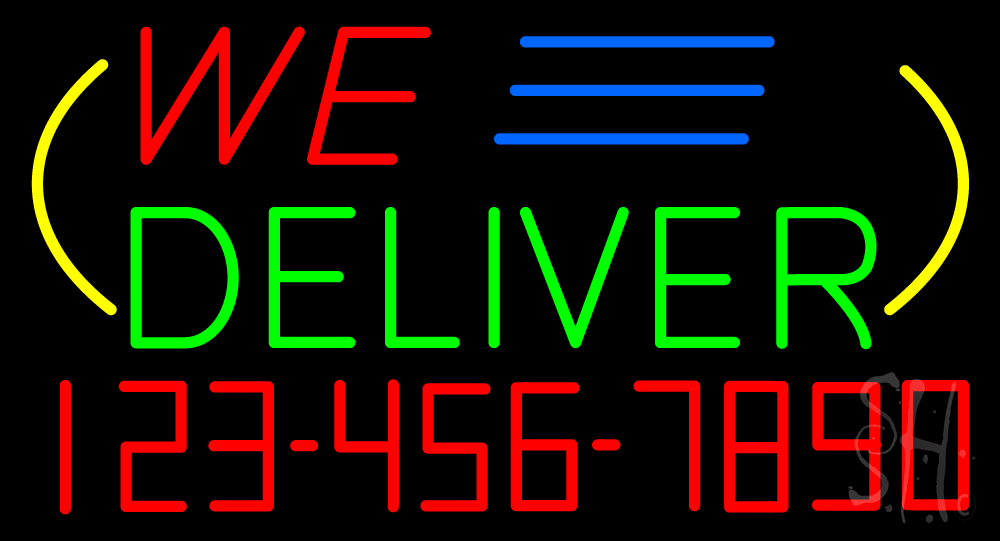 We Deliver with Phone Number LED Neon Sign - We Deliver Neon Signs ...