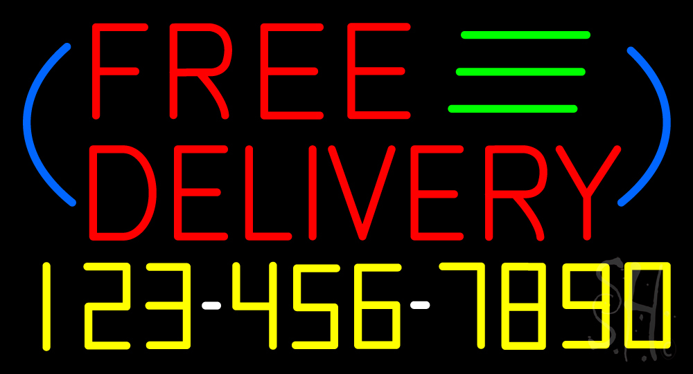 Free Delivery with Phone Number LED Neon Sign - Free Delivery Neon ...