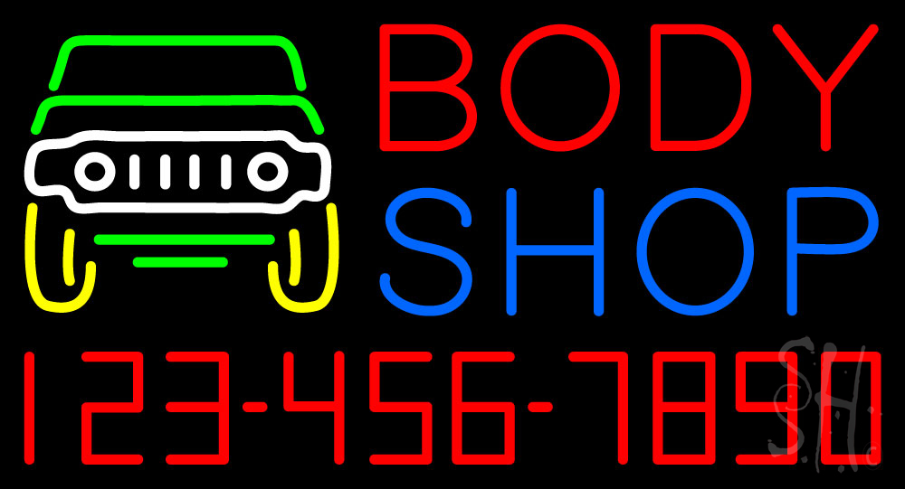 Body Shop with Phone Number Neon Sign | Body Shop Neon Signs - Every ...