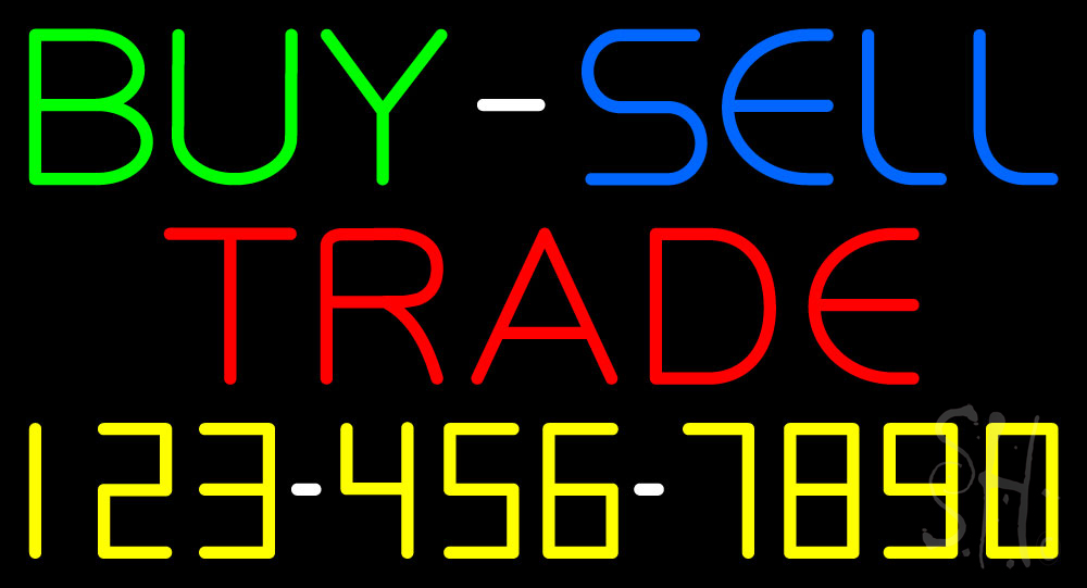 Multi Colored Buy Sell Trade with Phone Number LED Neon Sign - Buy Sell ...