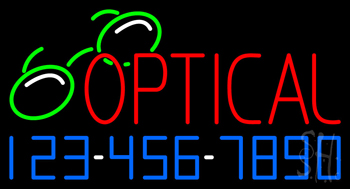 Red Optical with Phone Number LED Neon Sign - Optical / Optician Neon ...