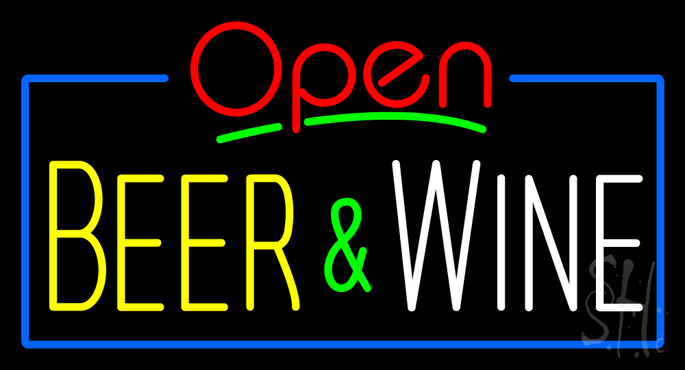 Open Beer and Wine LED Neon Sign - Beer Open Neon Signs - Everything Neon