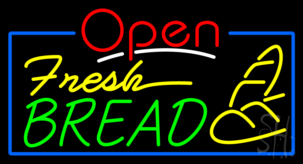Red Open Fresh Bread LED Neon Sign - Fresh Baked Bread Neon Signs ...
