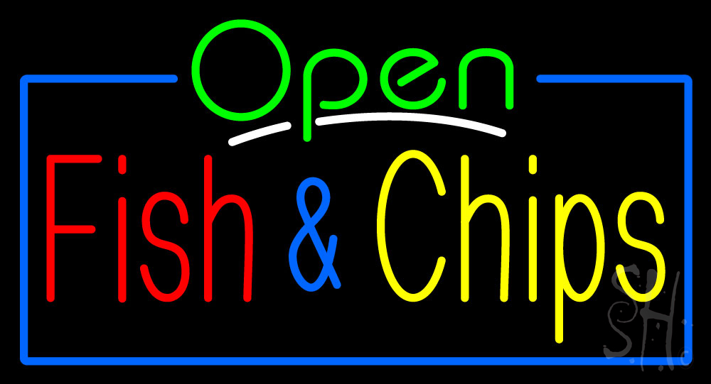 Open Fish & Chips LED Neon Sign - Fish & Chips Neon Signs - Everything Neon