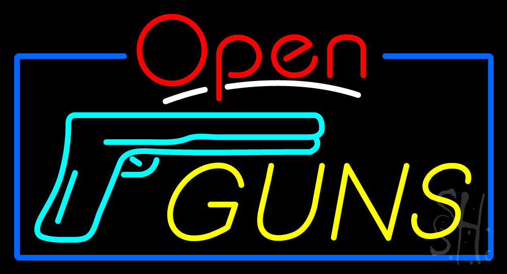Open Guns LED Neon Sign - Guns and Ammo Neon Signs - Everything Neon