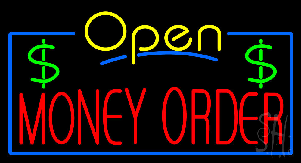 Yellow Open Red Money Order LED Neon Sign - Money Orders Neon Signs ...