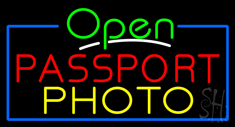 Open Passport Photo LED Neon Sign - Passport Photo Neon Signs ...