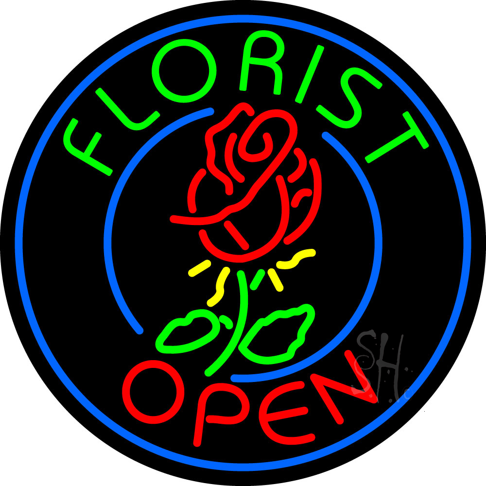 Round Florist Open LED Neon Sign - Florist Neon Signs - Everything Neon