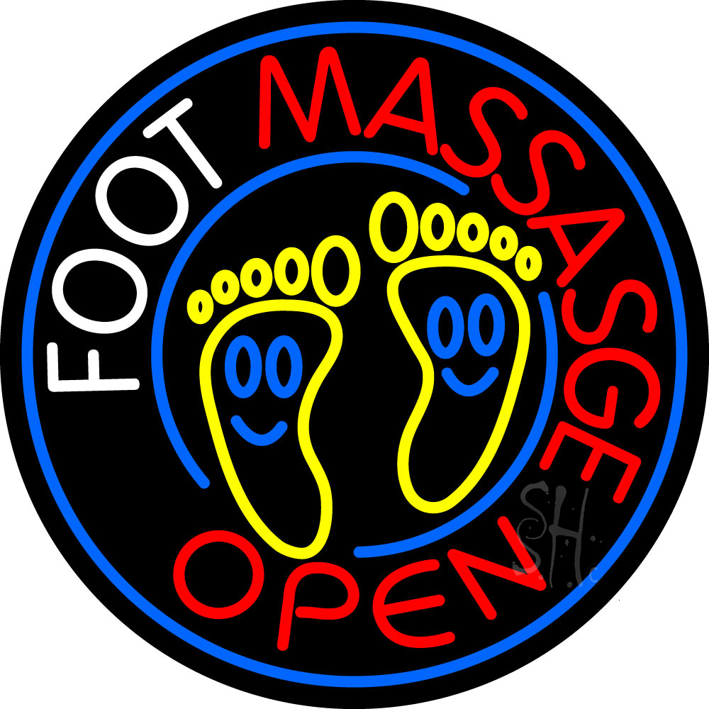 Round Foot Massage Open Logo LED Neon Sign - Foot Massage Neon Signs ...