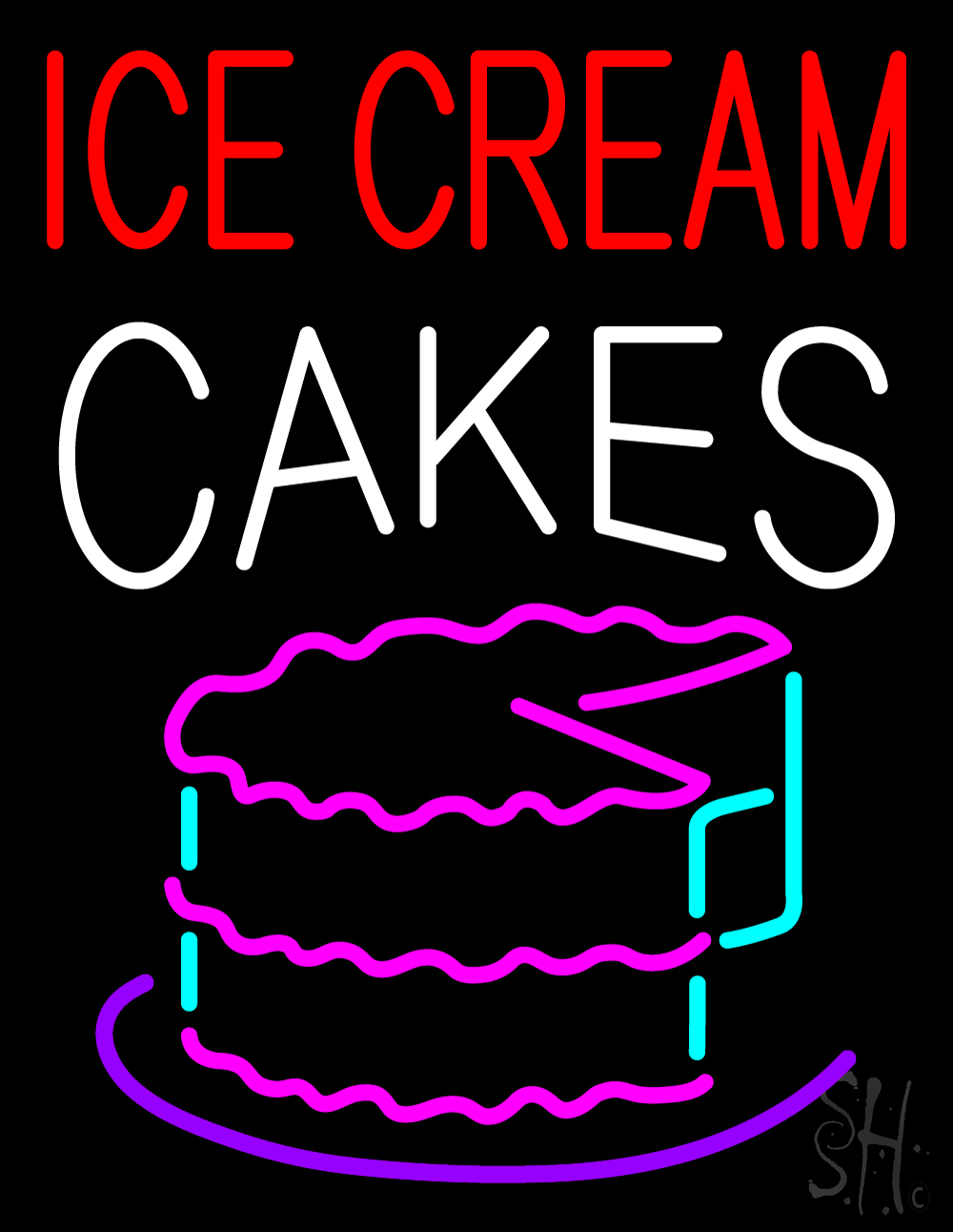 Red Ice Cream Cakes Logo Neon Sign | Ice Cream Neon Signs - Every Thing ...