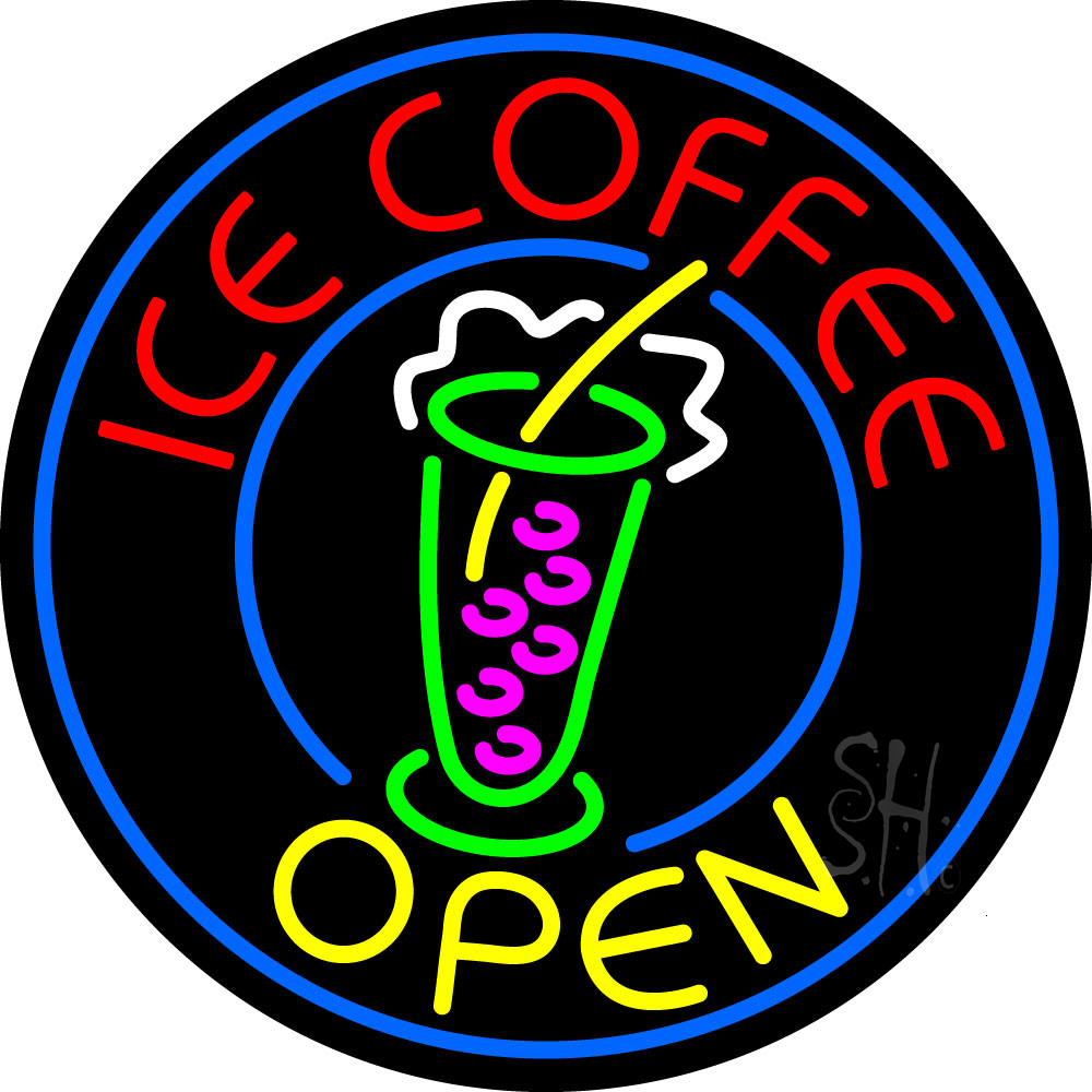 Round Ice Coffee Open LED Neon Sign - Coffee Neon Signs - Everything Neon